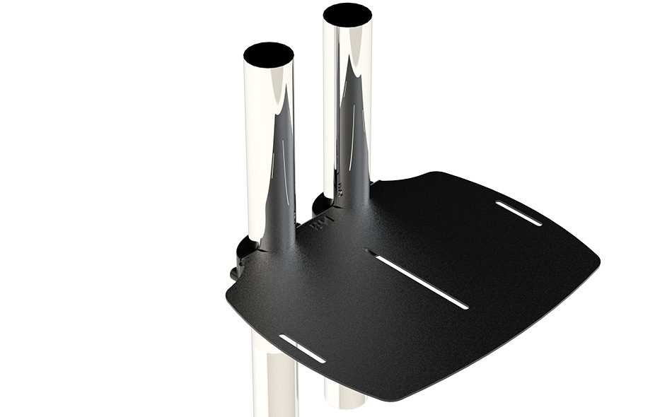 Pole mounted shelf for dual pole carts and stands | Premier Mounts